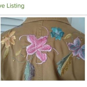 J. Jill | Jackets & Coats | J Jill Blazer S Floral Embroidery Cotton ...